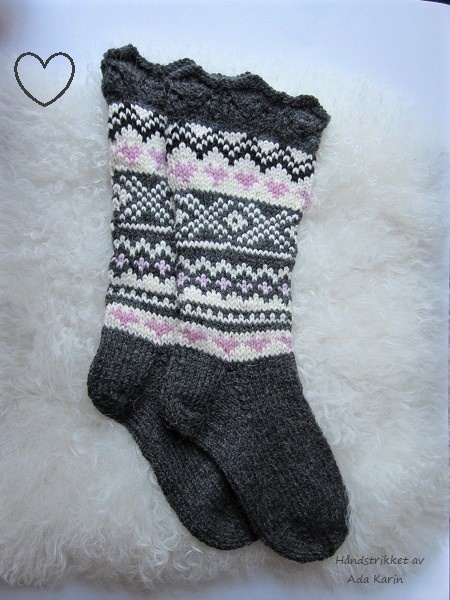 Sokker grå/hvite/rosa I - Epla