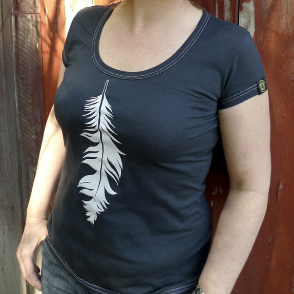 Etnisk Fjær Økologisk t-skjorte L - Epla