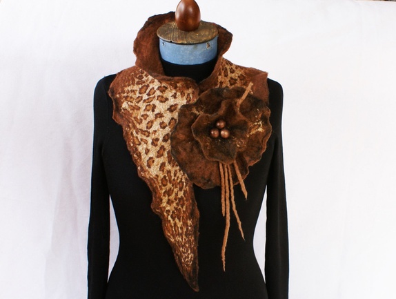 Skjerf med dyremønster /Ull Hals /Krage /Leopard mønster/ Bestillinsvare - Epla