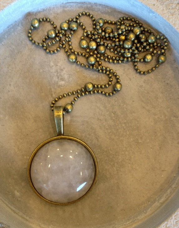 Antikkgull smykke med rosa quartz sten - Epla