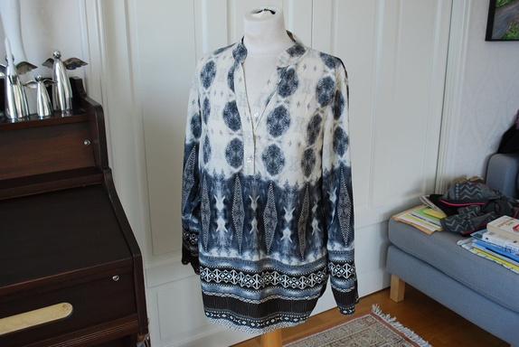 Floyd, grå/beige bluse str L - Epla