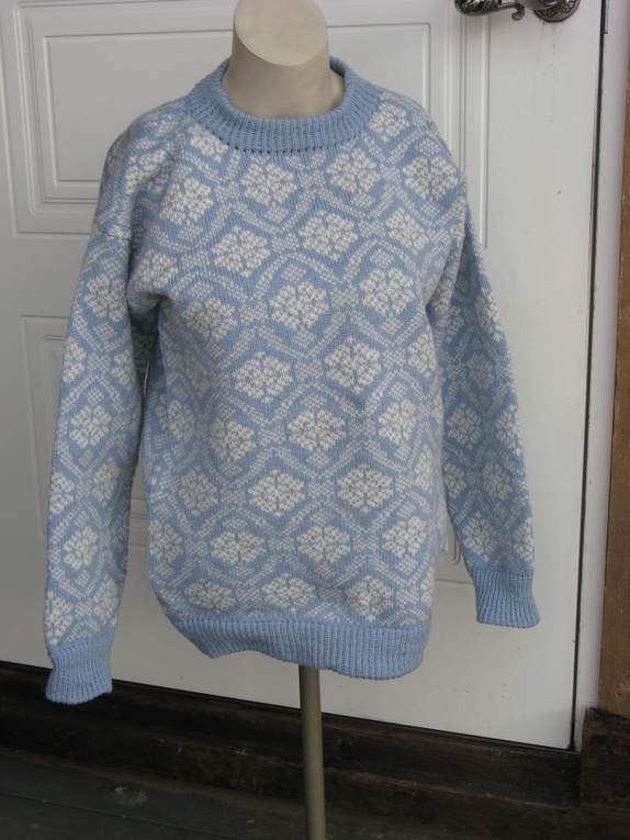 Norsk lammeull genser i Snøblomstmønster Str M - Epla