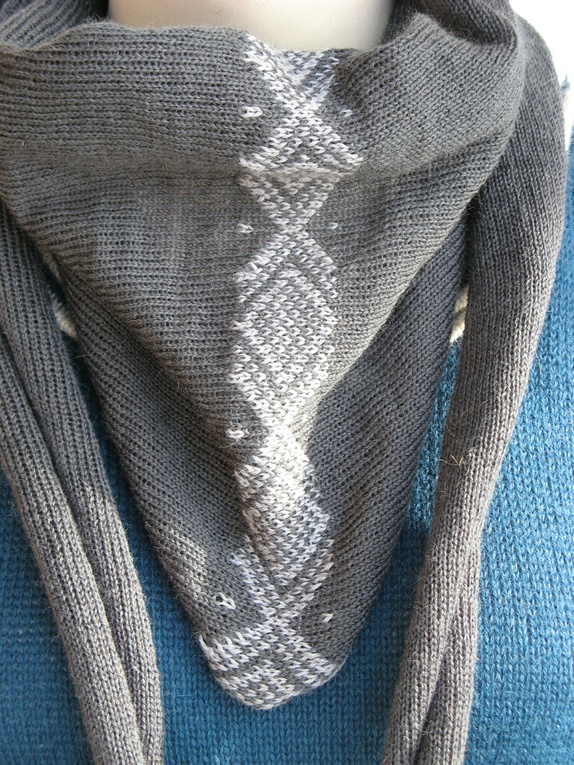 Skjerf strikka i tynt kamgarn. - Epla