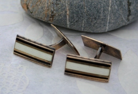 Mansjettknapper i sølv og emalje. David Andersen. Vintage - Epla