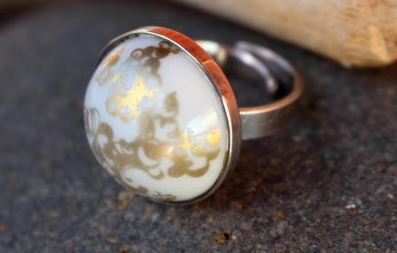 Anne-Marie Ødegård, Porsgrunds porselensfabrikk. Ring i sølv og porselen. Vintage - Epla