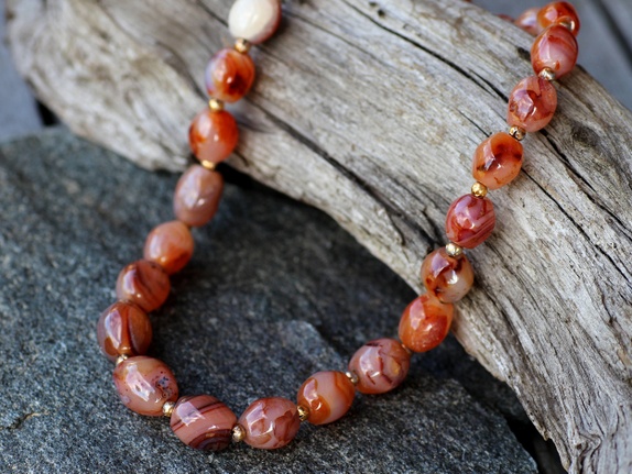 Halskjede med agat. Vintage - Epla