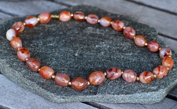 Halskjede med agat. Vintage - Epla