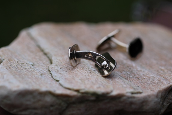 RESERVERT O.F. Hjortdahl. Mansjettknapper i sterling sølv og emalje. Vintage - Epla