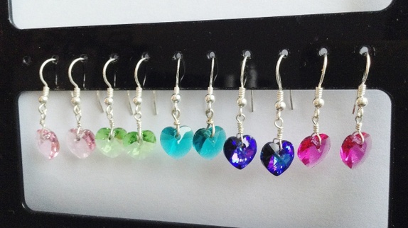 Swarovski hjerte og ekte sølv (Ag 925). Ørepynt. - Epla