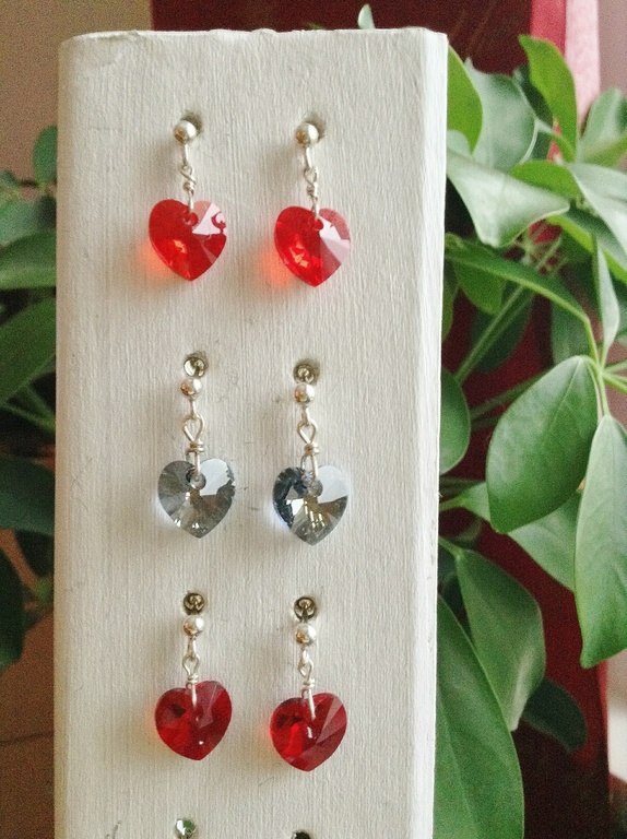 Swarovski hjerte og ekte sølv (Ag 925). Ørepynt. - Epla