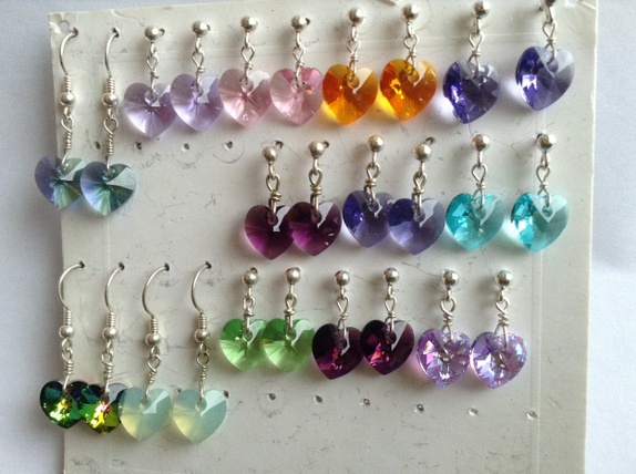 Swarovski hjerte og ekte sølv (Ag 925). Ørepynt. - Epla