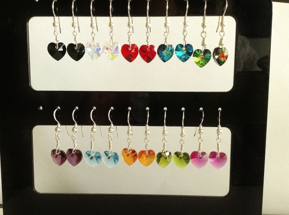 Swarovski hjerte og ekte sølv (Ag 925). Ørepynt. - Epla