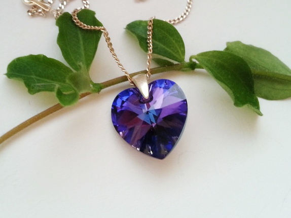 Swarovski hjerte og ekte sølv (Ag925). Halssmykke, - Epla