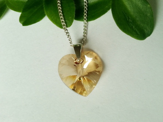 Swarovski hjerte og ekte sølv (Ag925). Halssmykke, - Epla