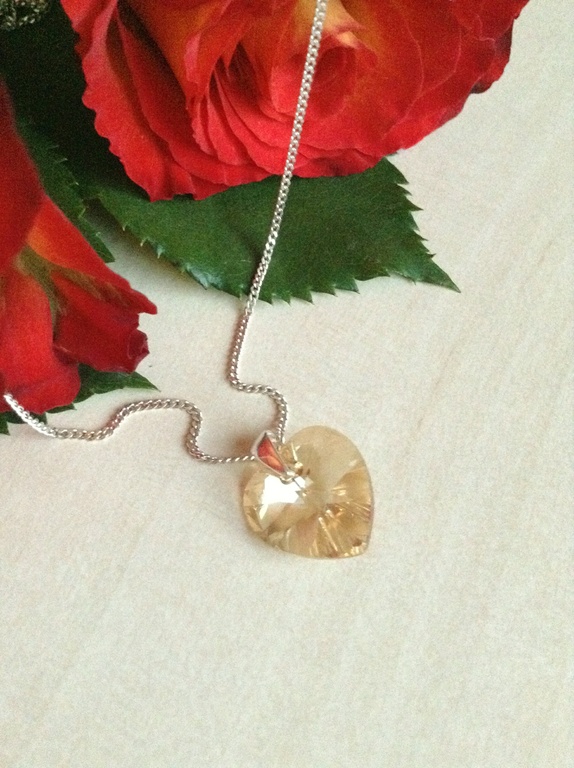 Swarovski hjerte og ekte sølv (Ag925). Halssmykke, - Epla