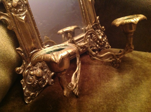 Klassisk messing speil med lysestaker - Epla