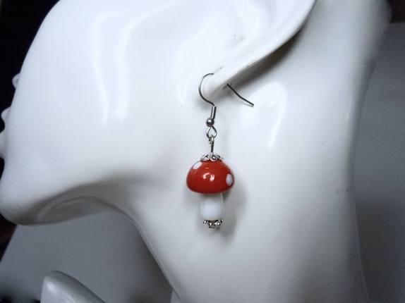 Lampwork sopp ørepynt - Epla