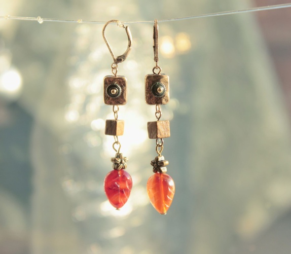 Agate løv ørepynt - Epla