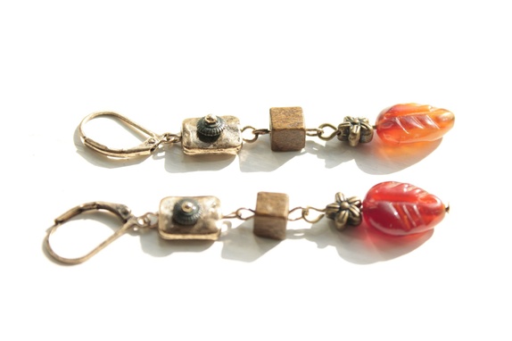 Agate løv ørepynt - Epla