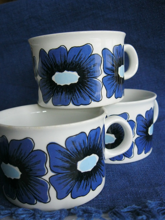 3 kopper blå blomst - Epla