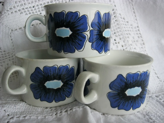 3 kopper blå blomst - Epla