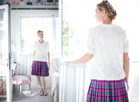 Vintage hvit bluse - Epla