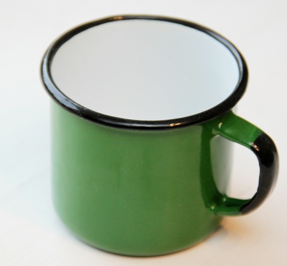 Grønn emaljert kopp - Epla