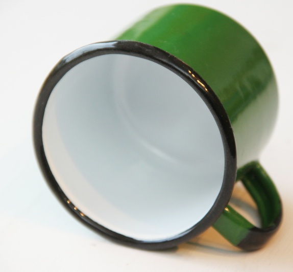 Grønn emaljert kopp - Epla