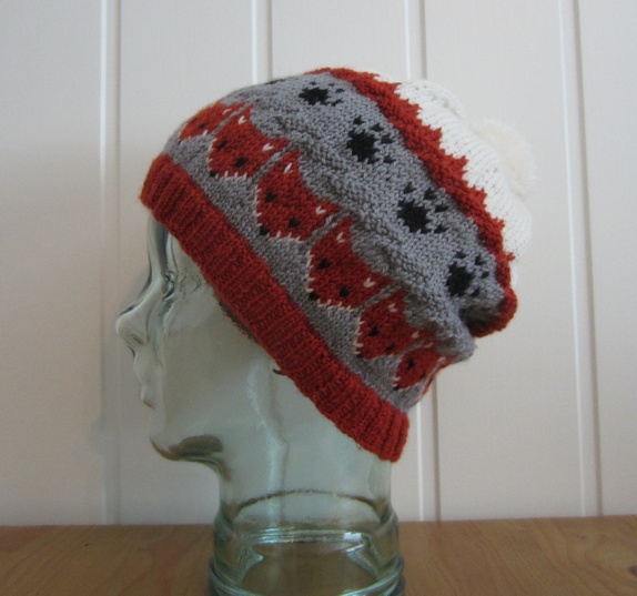 Strikket lue med revemønster, voksen - Epla