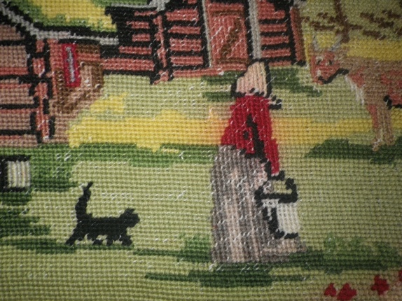 SALG! Gammelt brodert putetrekk - Epla