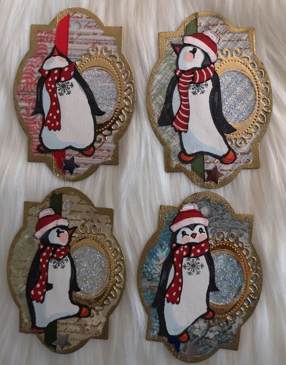 4 Pakkelapper med pingviner. - Epla