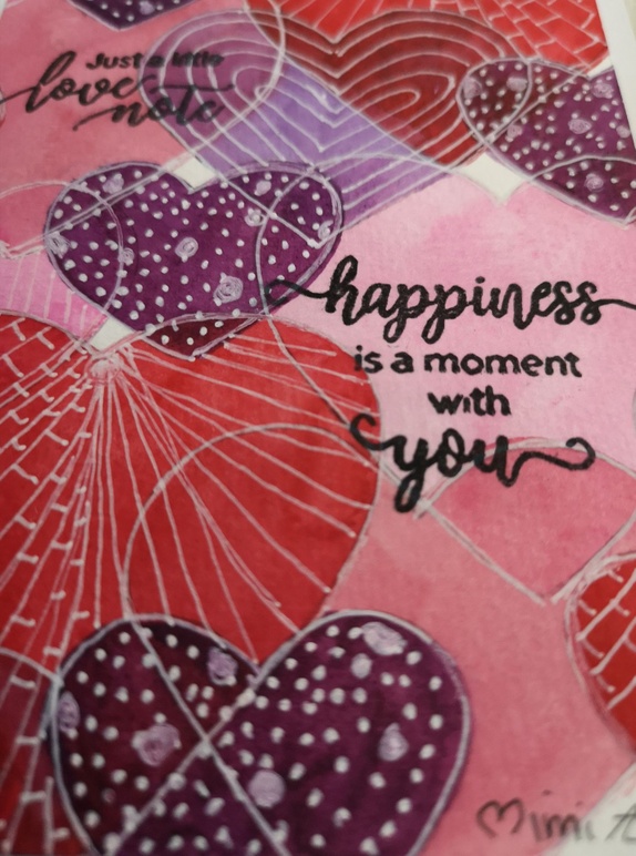 Håndmalt Valentine kort. - Epla