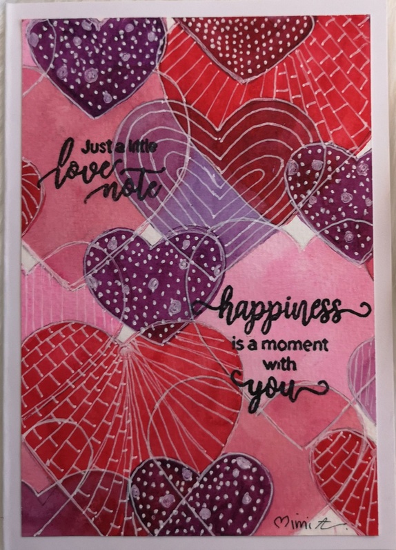 Håndmalt Valentine kort. - Epla