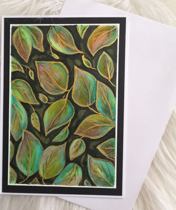 Håndmalt Høst kort. - Epla