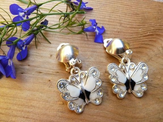 Hvite Emaljerte Sommerfugler Med Klips - Epla