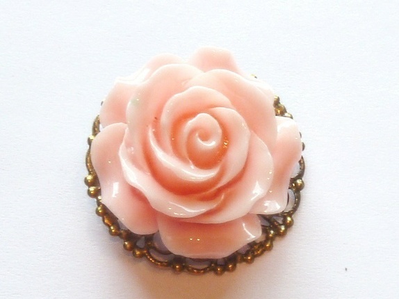 Bronsefarget Brosje Med Rosa Rose - Epla