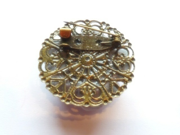 Bronsefarget Brosje Med Rosa Rose - Epla