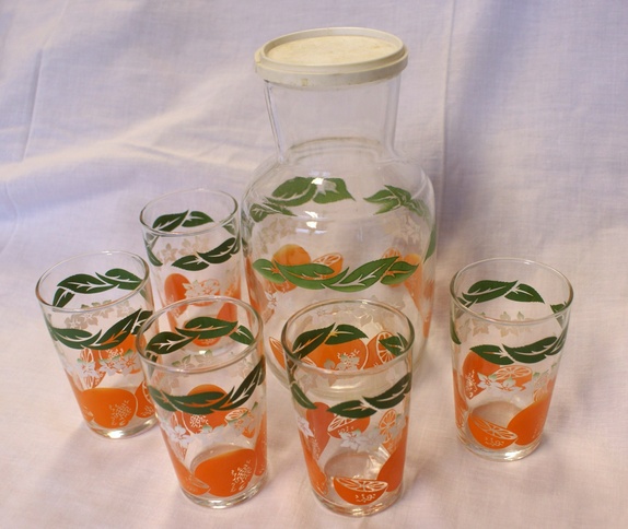 Retro sett- Karaffel pluss fem fine store glass - Epla