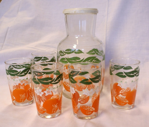 Retro sett- Karaffel pluss fem fine store glass - Epla