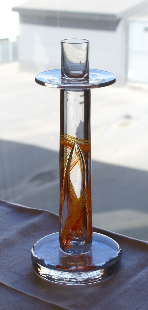 Høy lysestake i kunstglass - Epla