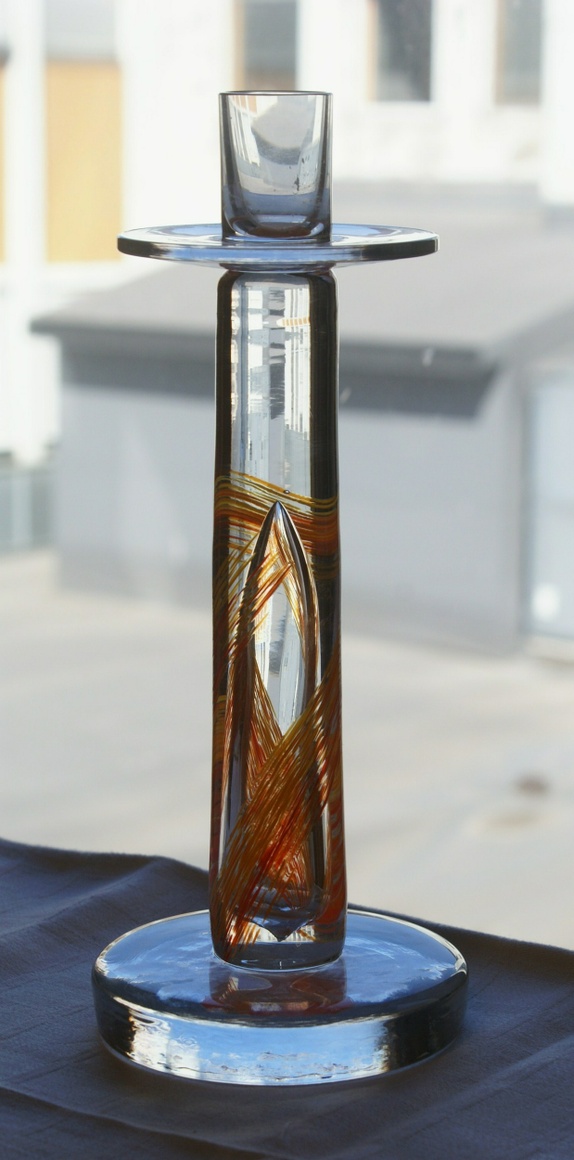 Høy lysestake i kunstglass - Epla