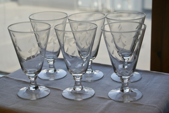 Seks vintage rødvinsglass - Epla