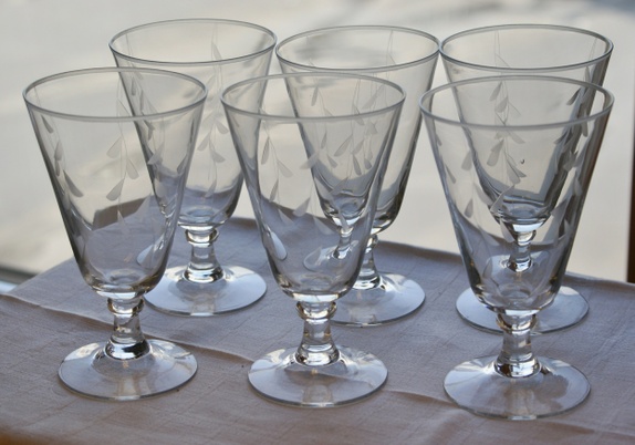 Seks vintage rødvinsglass - Epla