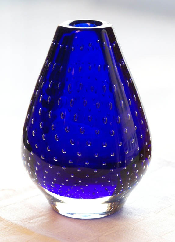 Vintage blå vase fra Magnor - Epla