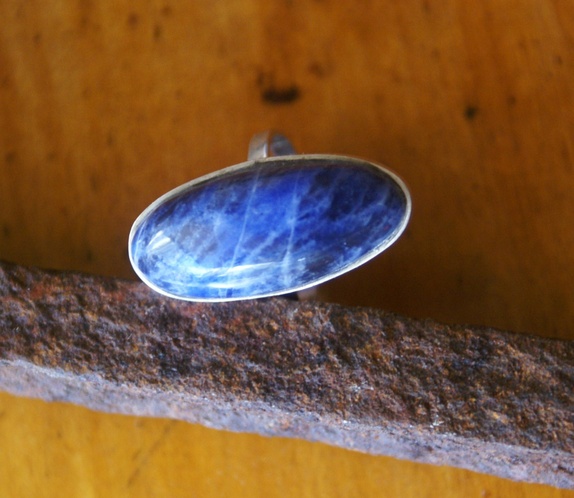 Norsk ring- 925S + fin blå stein - Epla