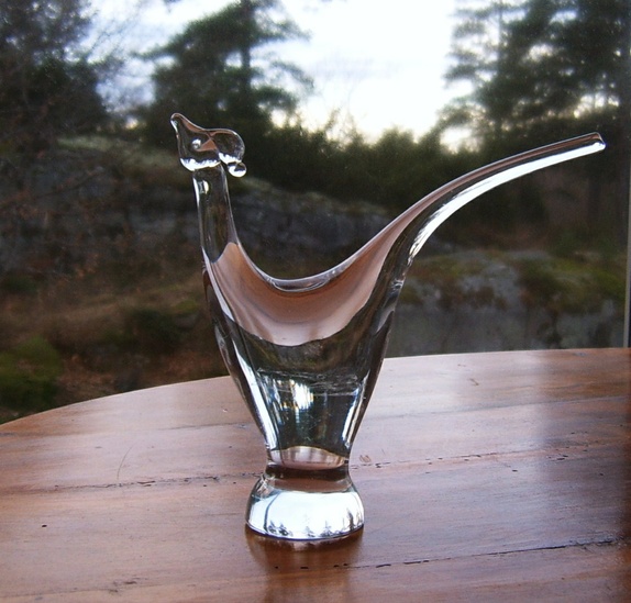 Mälarås- Signert hane i kunstglass - Epla