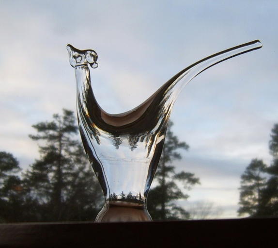 Mälarås- Signert hane i kunstglass - Epla