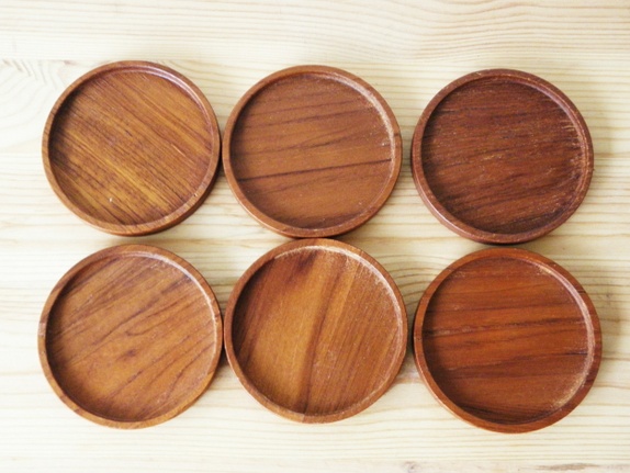 Retro-Seks teak glass underlag - Epla