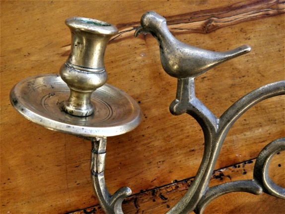 Antikk veggarm i messing (lysestake) - Epla