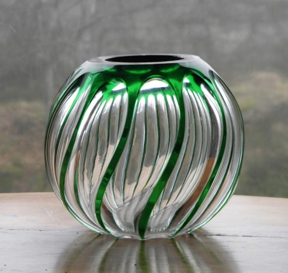 Vakker vintage kunstglass vase - Epla